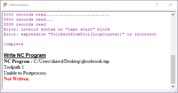 Getting Error Invalid Syntax In Tape Start Block Post Processor