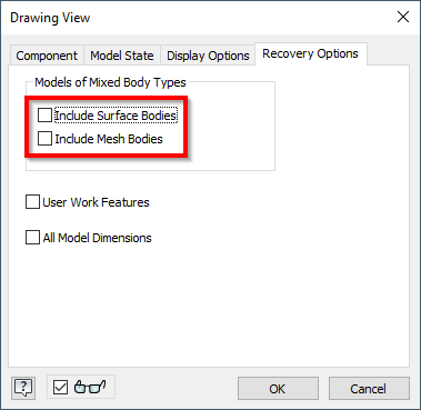 Changing default drawing base view options in Inventor
