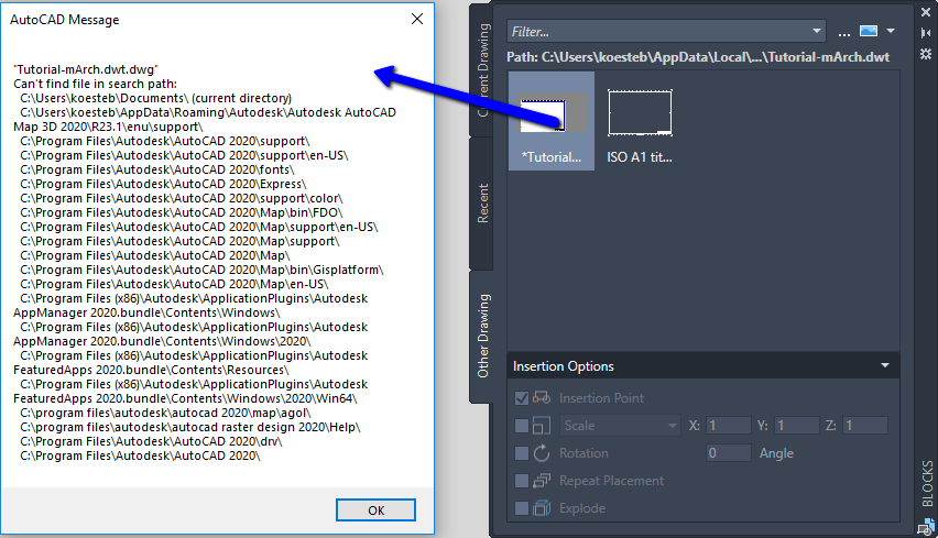  Can t Find File In Search Path When Inserting A Block In AutoCAD AutoCAD Autodesk 