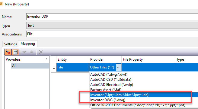 How to map an Autodesk Inventor custom property in Autodesk Vault
