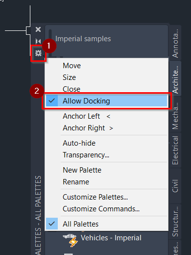 Palettes do not display or missing in AutoCAD Products