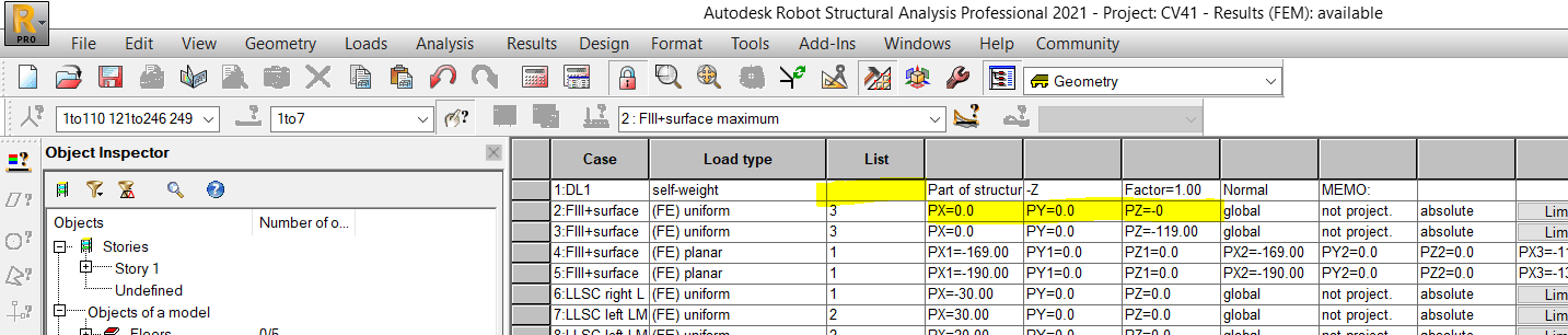 No results for model calculated in Robot Structural Analysis