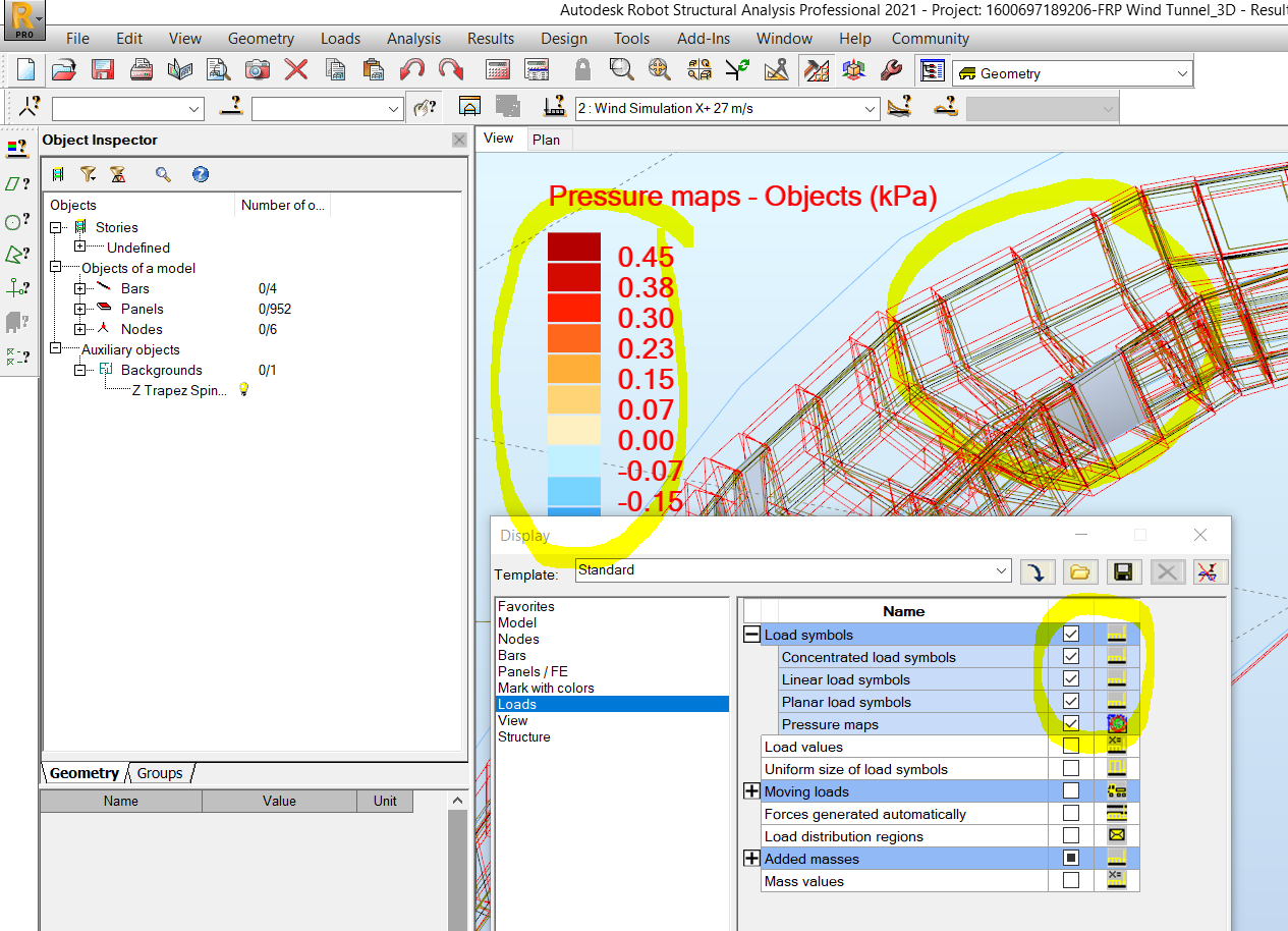 风模拟生成的压力贴图在Robot Structural Analysis中不可见