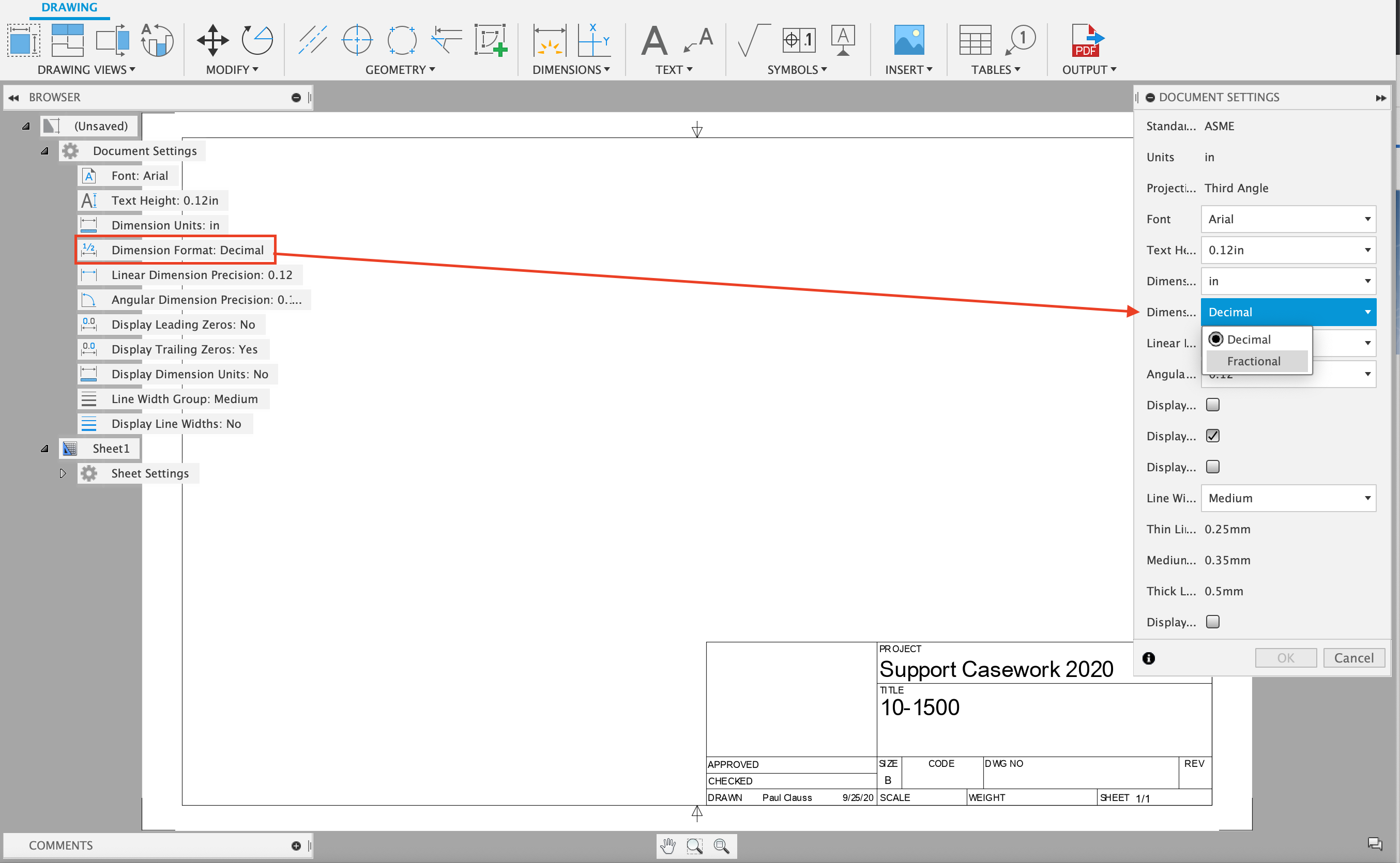 How To Use Fractional Units In A 2D Drawing Created With Fusion 360