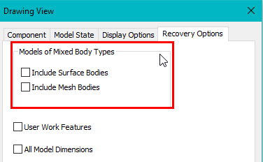 Drawing missing components in views in Inventor