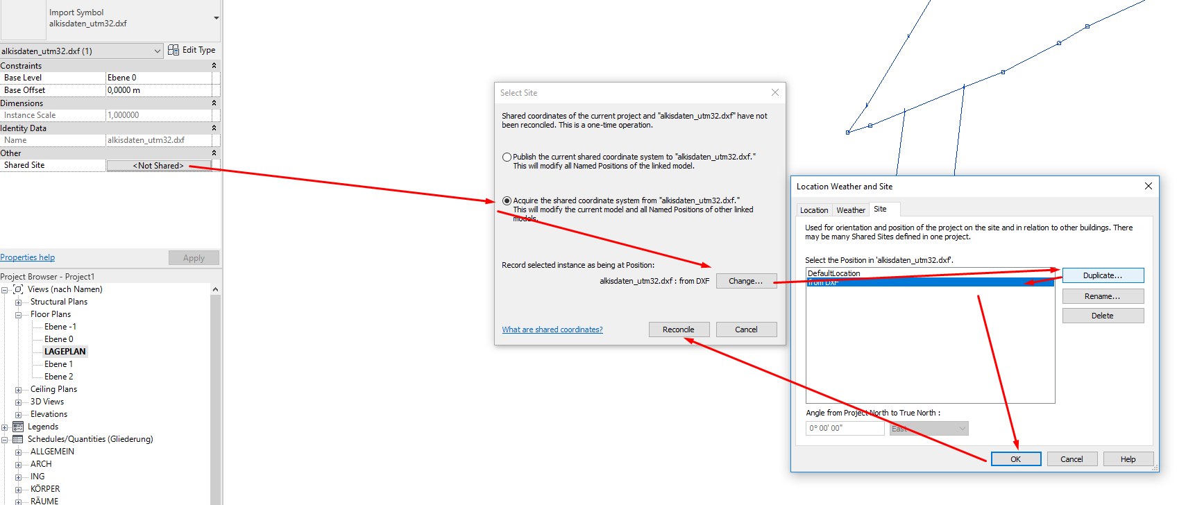 How to generate site model with Gauss-Krüger coordinates in Revit