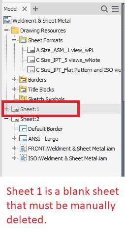 Creating new drawing from template adds extra sheet when using Sheet ...