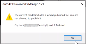 "The current model includes a locked published file. You are not ...