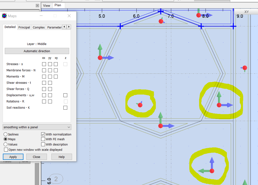 Inconsistent bending moment maps for slab or wall divided in separate panels in Robot Structural ...