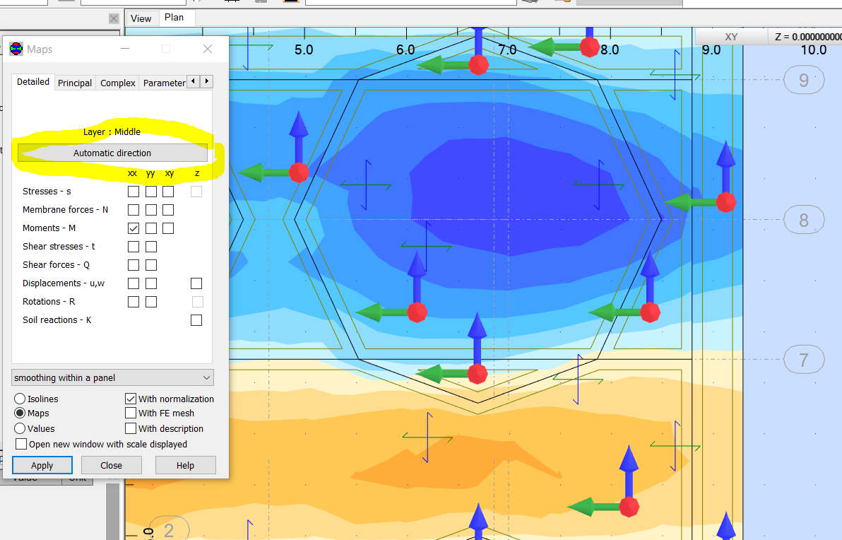 Inconsistent bending moment maps for slab or wall divided in separate ...