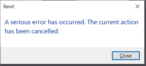 "A serious error has occurred" when opening an e-transmitted model in Revit