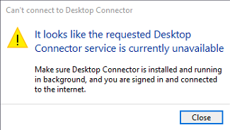 "Autodesk Desktop Connector isn't running" when accessing the Start Tab ...