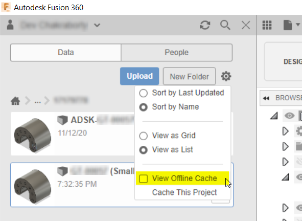 Most files are grayed out in the data panel despite not working offline in Fusion