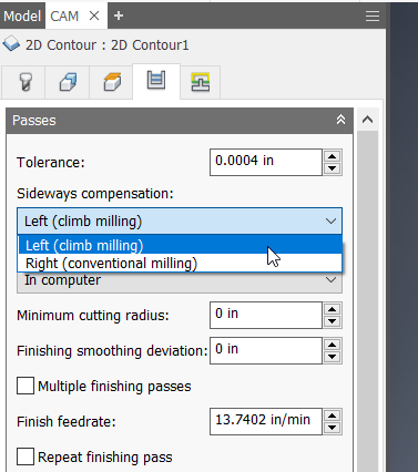How to reverse the cutting direction/side of a 2D contour toolpath in HSMWorks, Inventor CAM ...