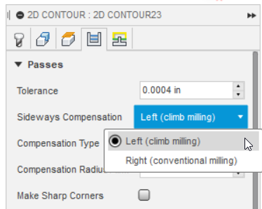 How to reverse the cutting direction/side of a 2D contour toolpath in HSMWorks, Inventor CAM ...