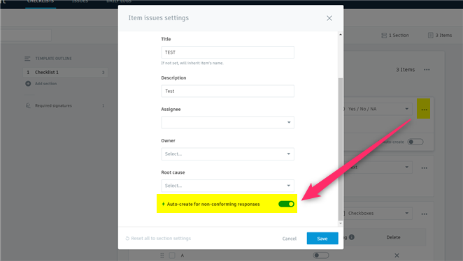 Auto-create Issues for non-conforming responses in Checklists in BIM 360 Field Management