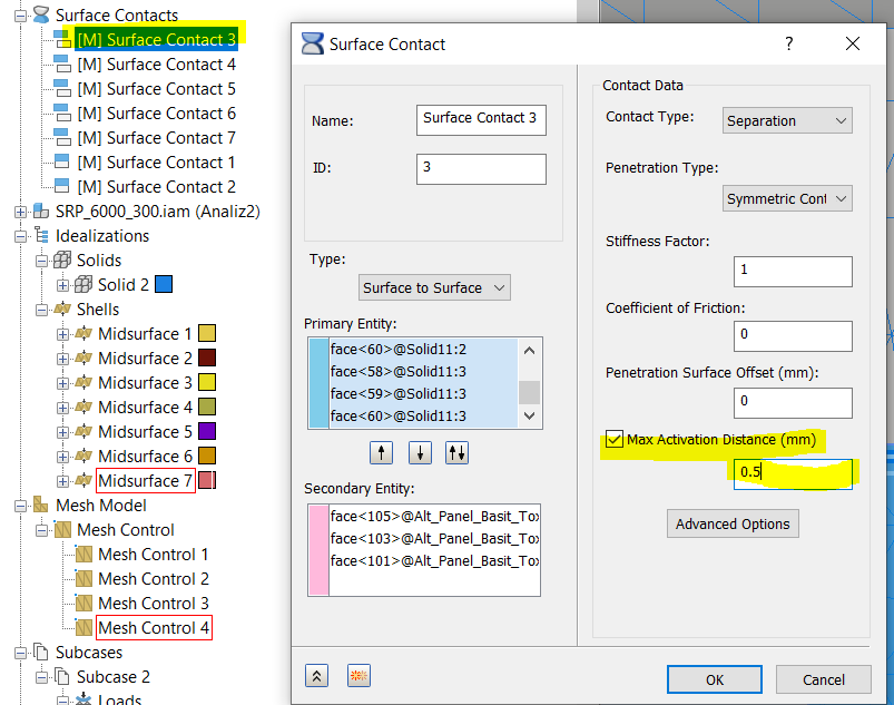 Separation contacts does not work correctly for parts defined with too big initial distance in ...