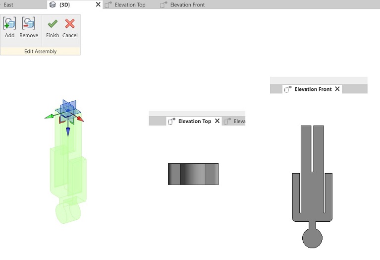 Vue frontale de l’assemblage à l’envers dans Revit