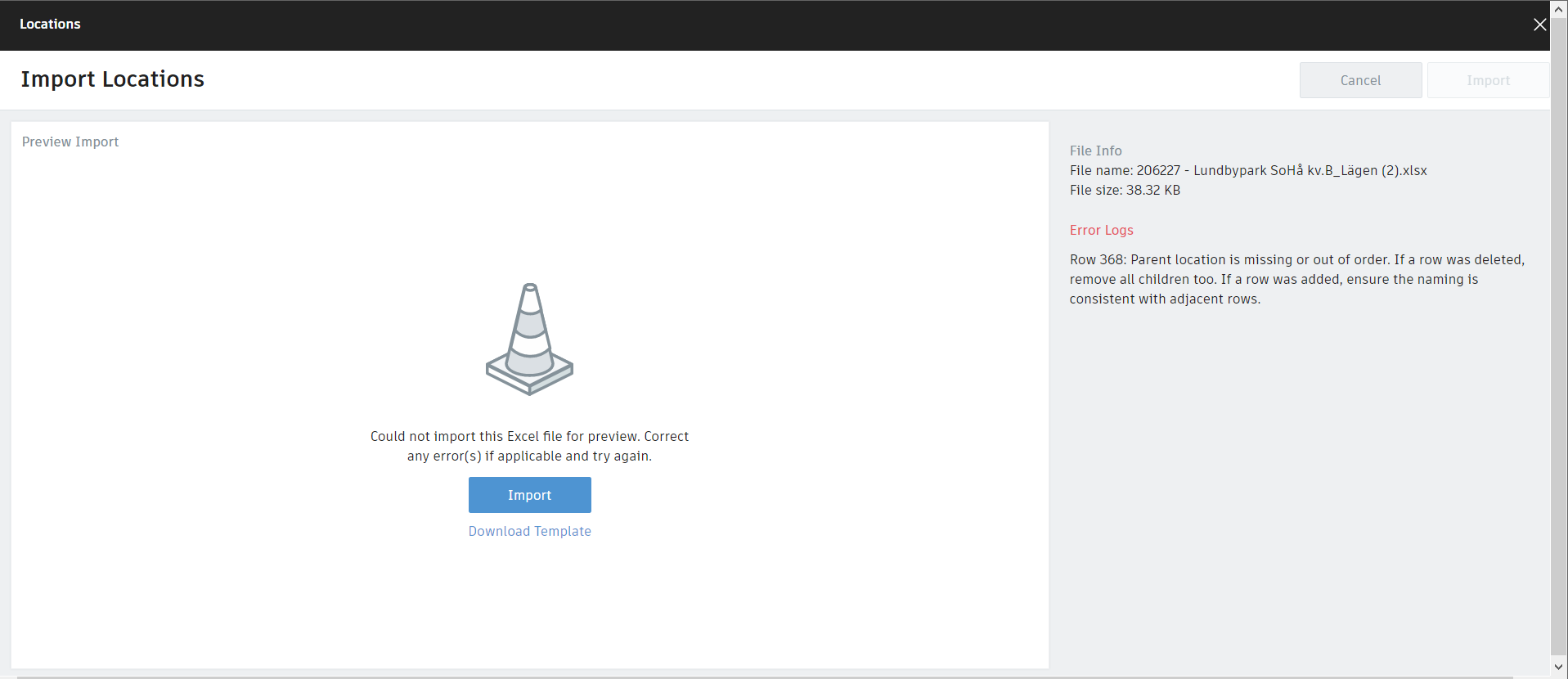 Could Not Import This Excel File For Preview When Attempting To Import An Excel File For