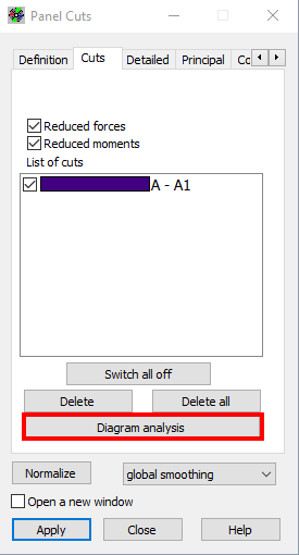 Diagrams Analysis option from Panels Cuts dialog does not work in Robot Structural Analysis