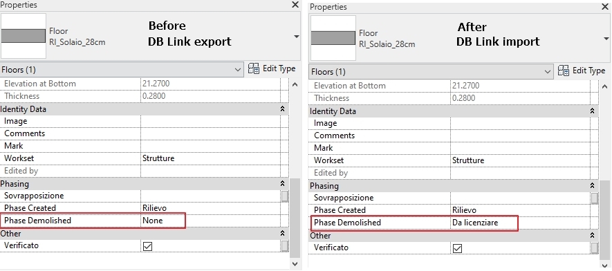 Revit DB Link export - import changes phase demolished of several elements in Revit