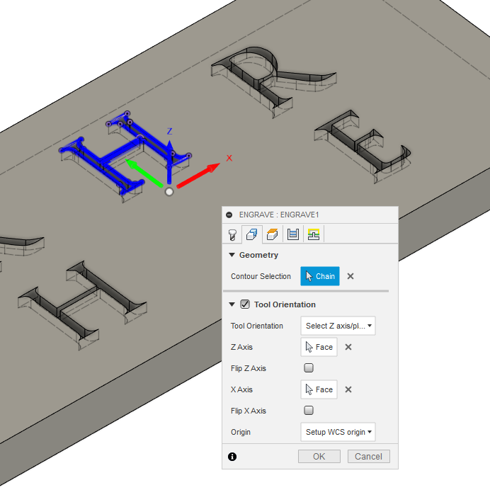 Engrave function geometry selection not picking desired profiles in Fusion
