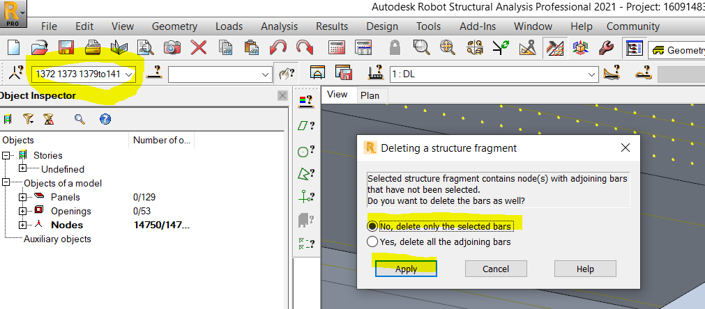 Isolated nodes remains after model mesh deleting in Robot Structural Analysis