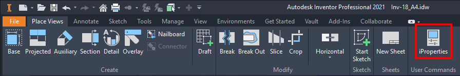 iProperties dialog box not shown after editing a symbol in Inventor drawing