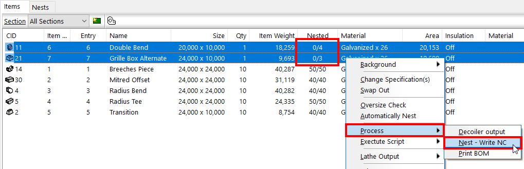 如何在 CAMduct 中的现有作业中嵌套其他项目