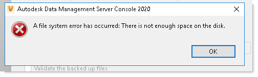 IOError [179] (There is not enough space on the disk.)