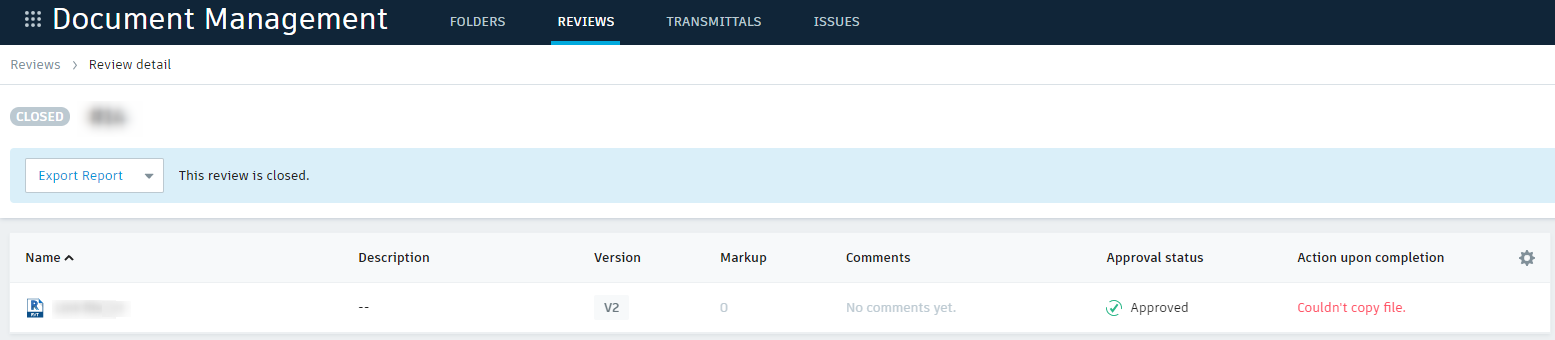 "Couldn't Copy File" after Review is approved in BIM 360 Document Management and ACC