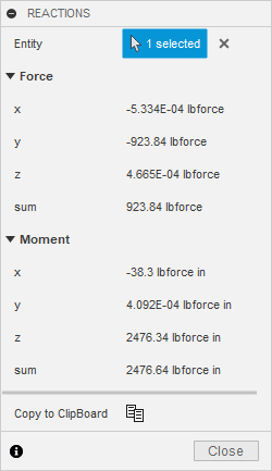 Reaction force does not match applied load in Fusion 360 simulation