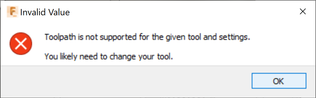 "Toolpath is not supported for the given tool and settings" message when using a Grooving tool ...
