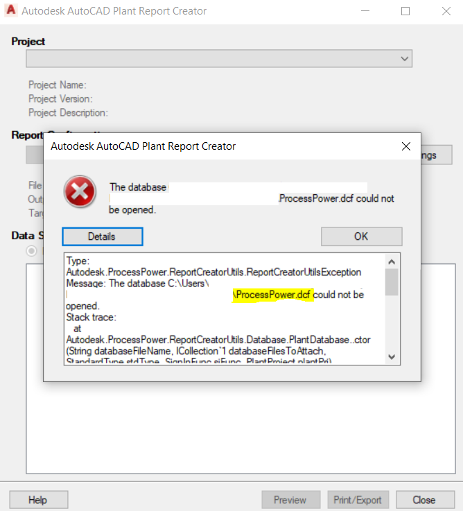 Cannot Open The Collaboration Project In Report Creator Of Autocad Plant 3d