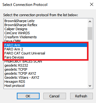 La funzione di tracciatura FARO non è disponibile nel menu Protocollo ...