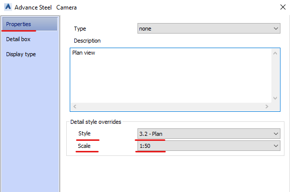 Using Cameras to include xref objects in General Arrangement drawings in Advance Steel