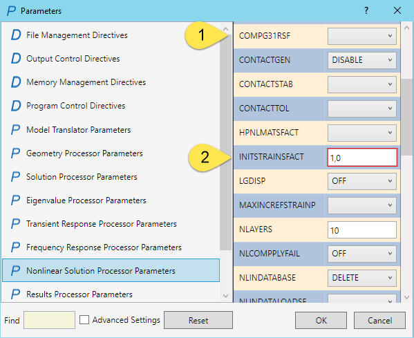 Parameters dialog has problems accepting input in Inventor Nastran
