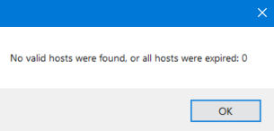"No valid hosts were found or all hosts were expired" when running ...