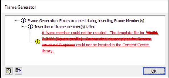 Cannot generate frames in Inventor 2019 version where as it is working ...