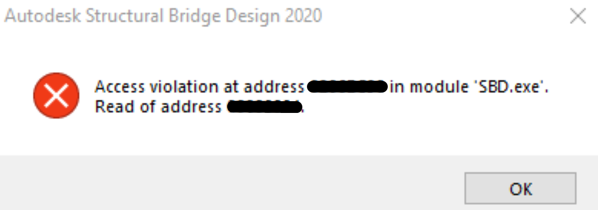 Echec de l'exécution de Structural Bridge Design