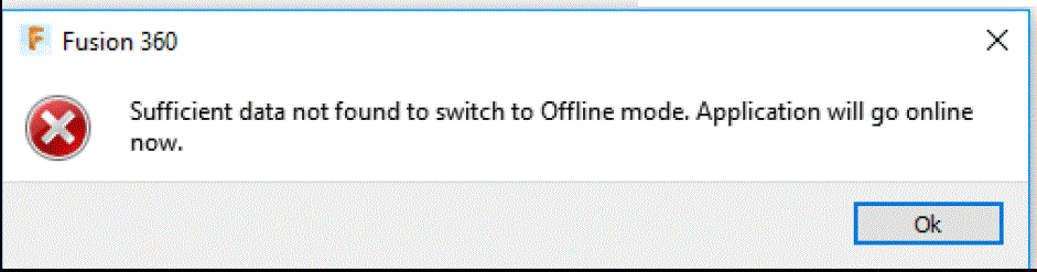 "Sufficient data not found to switch to offline mode" after launching ...