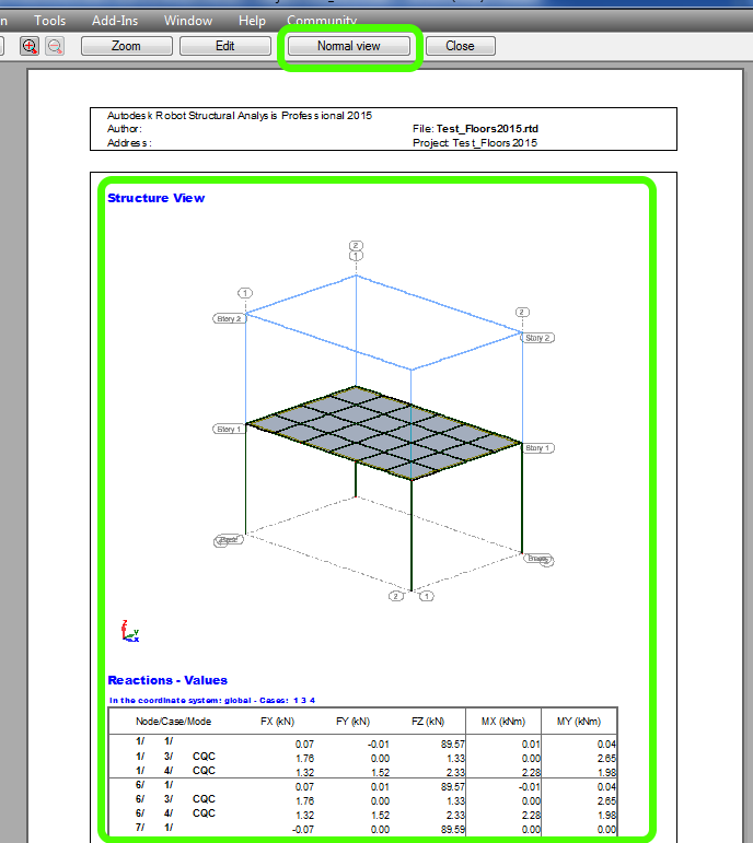 "Draft printout" is displayed accross every element of printout preview in Robot Structural Analysis