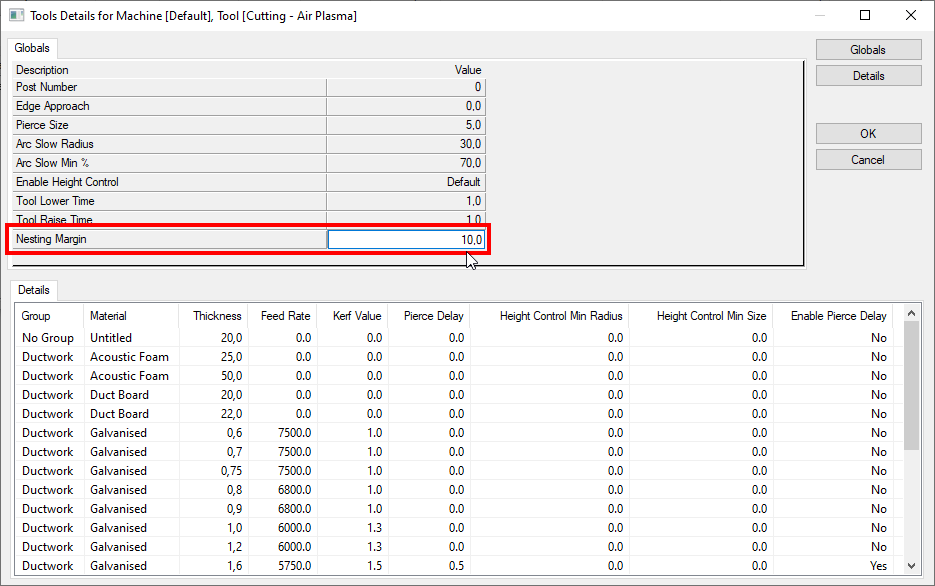 Parts nested with no gap between them in CAMduct