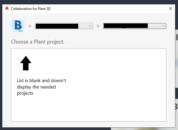 Cannot Access Autocad Plant 3d Collaboration Project List Is Empty Blank