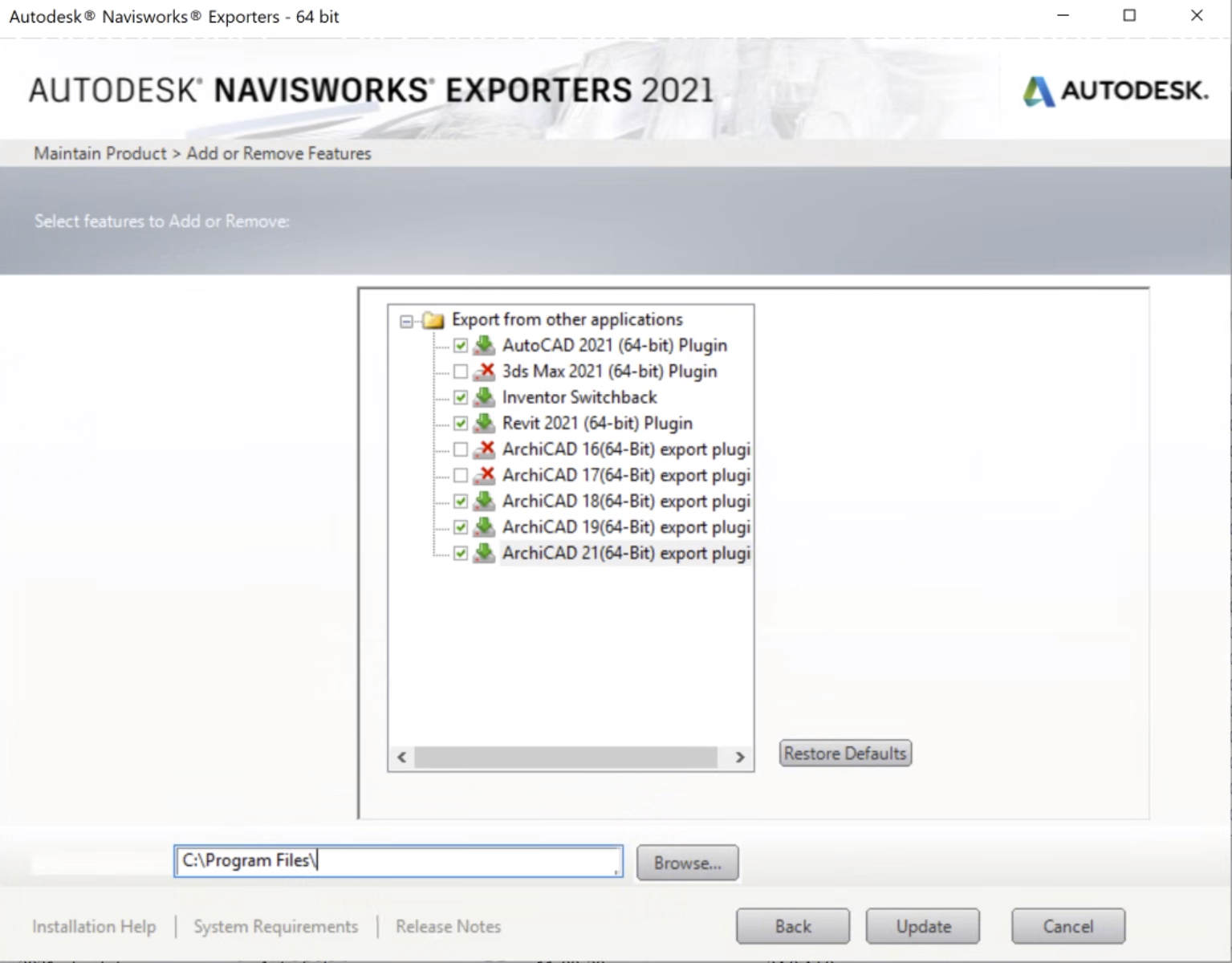 Navisworks Exporter 不适用于 ArchiCAD 2019 及更高版本