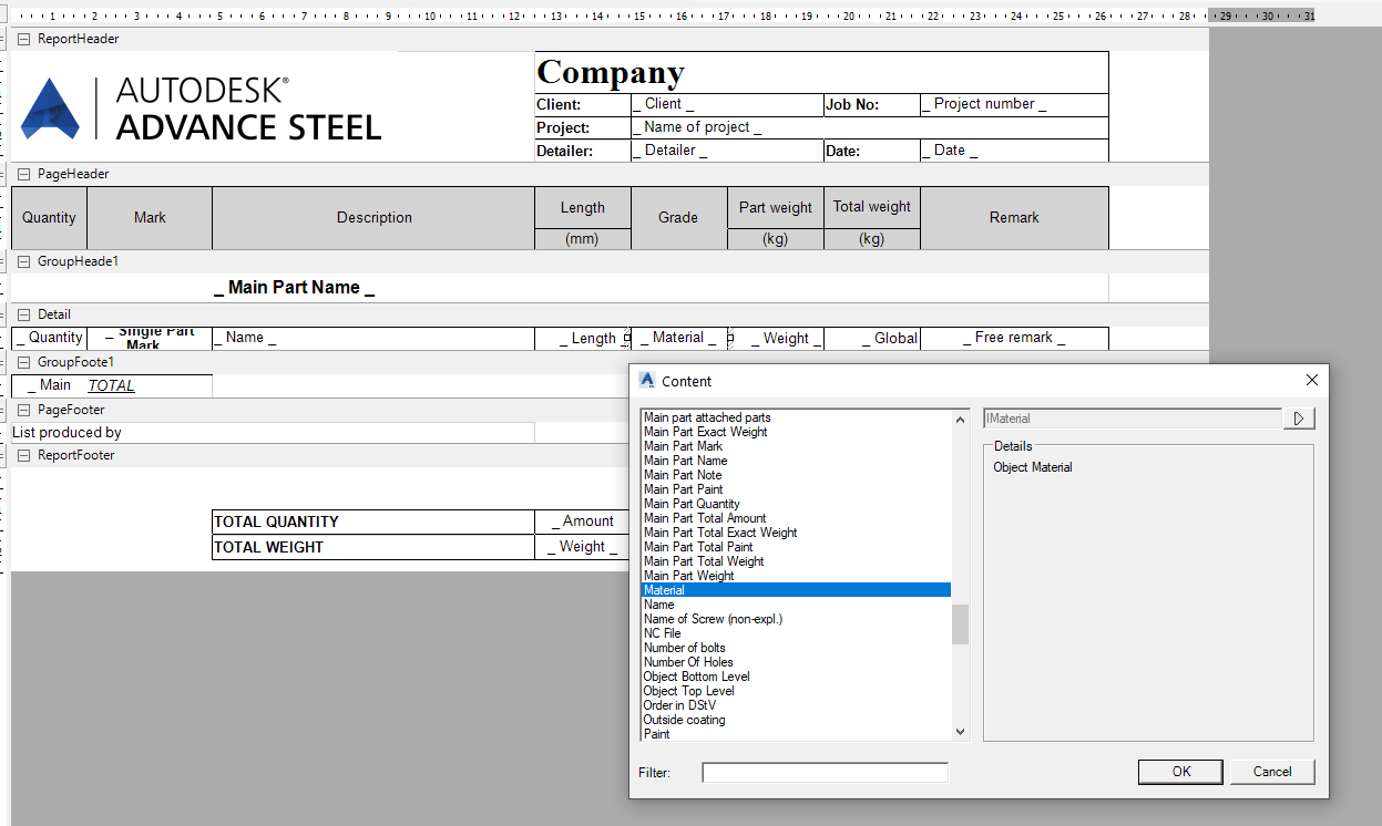 Is It Possible To Get All Object Properties In BOM List In Advance Steel Not Just The One From 