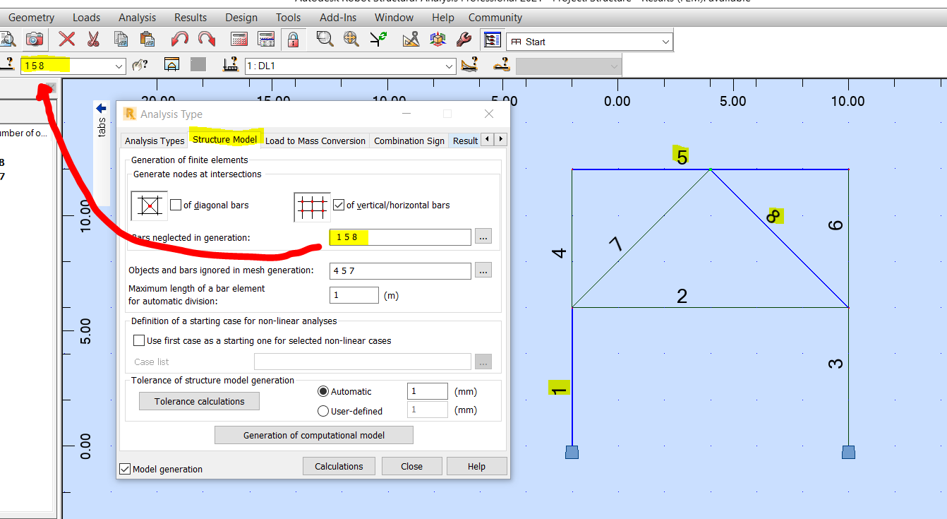 Come identificare gli elementi ignorati durante la generazione del modello o della mesh in Robot ...