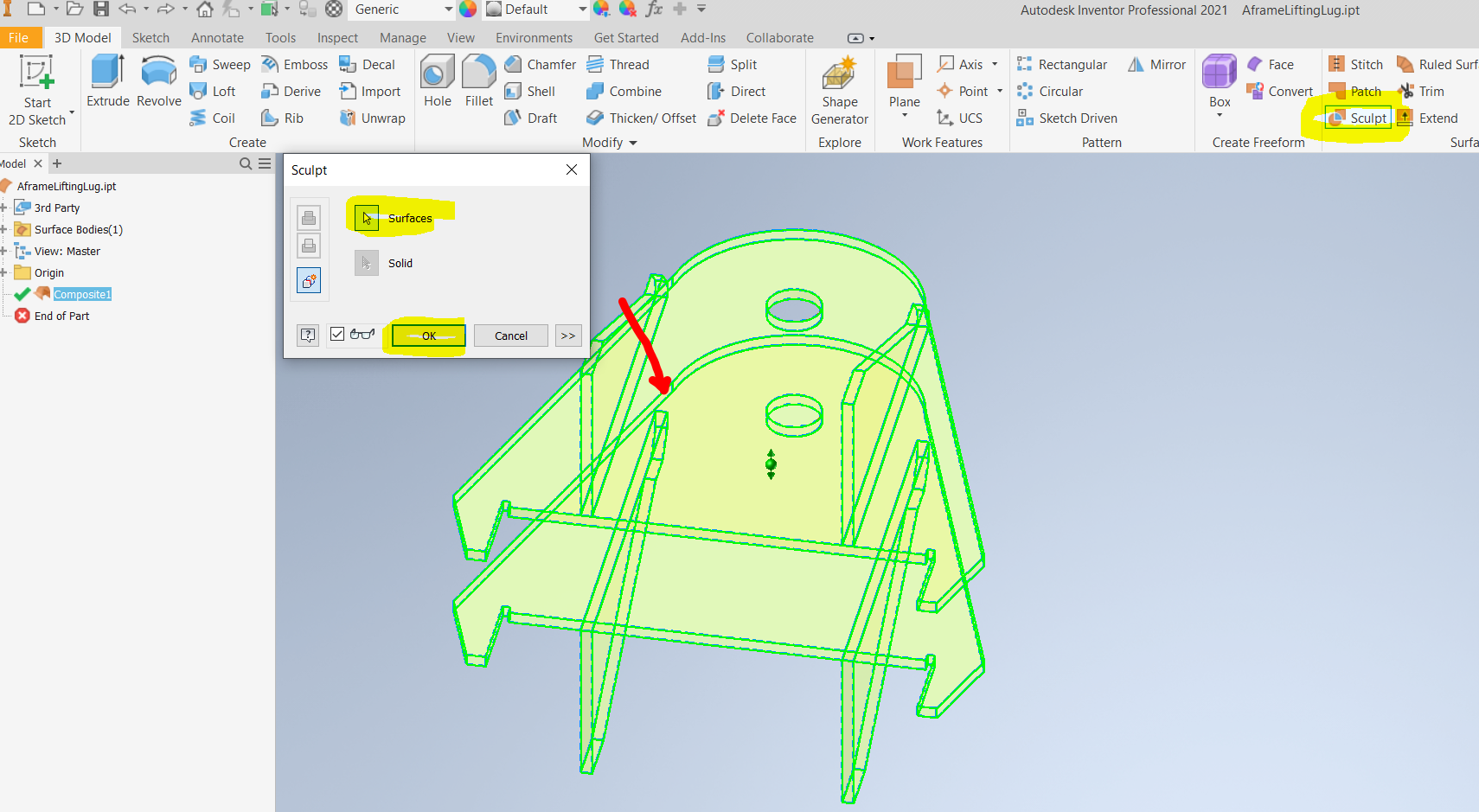 Mesh not created for solid idealization in Inventor Nastran