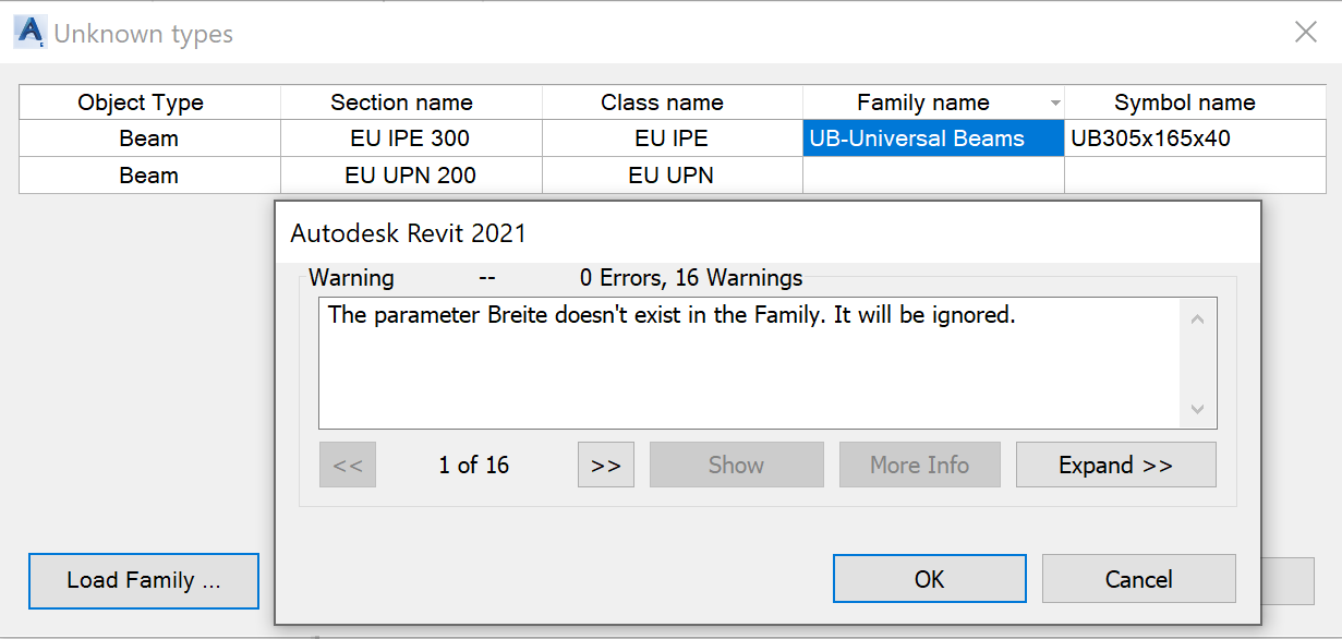 Los tornillos de conexión se cierran uno al otro después de exportar SMLX desde Advance Steel e ...