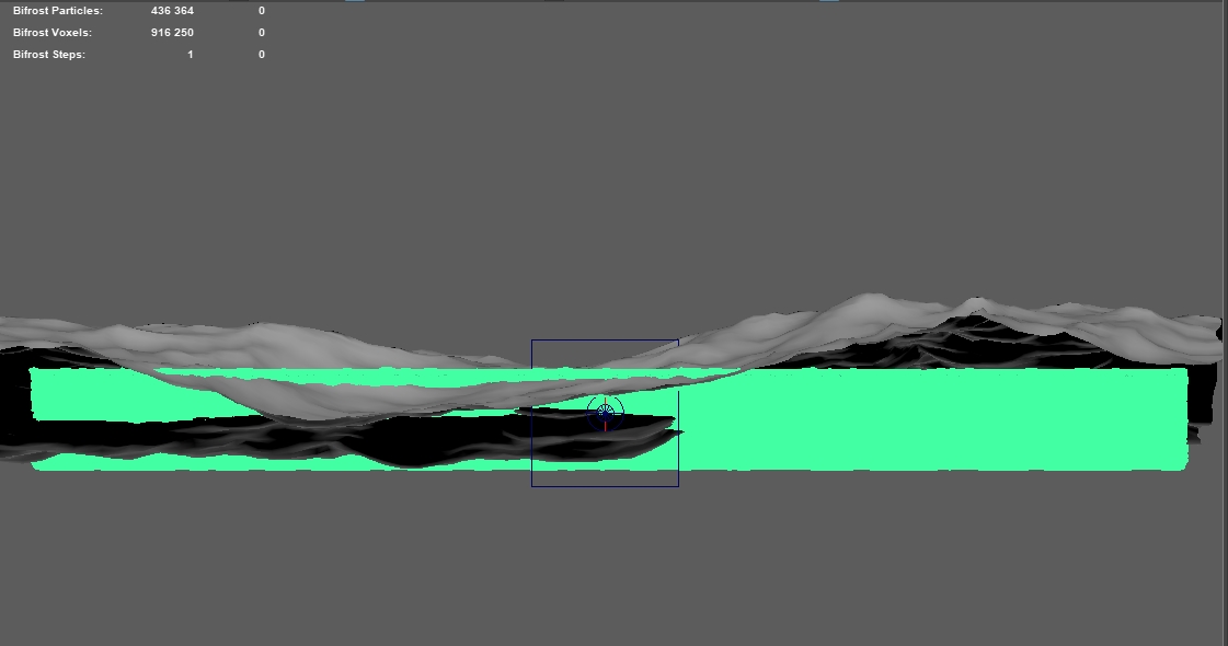 Bifrost 海洋模拟在 Maya 中显示平坦的水面